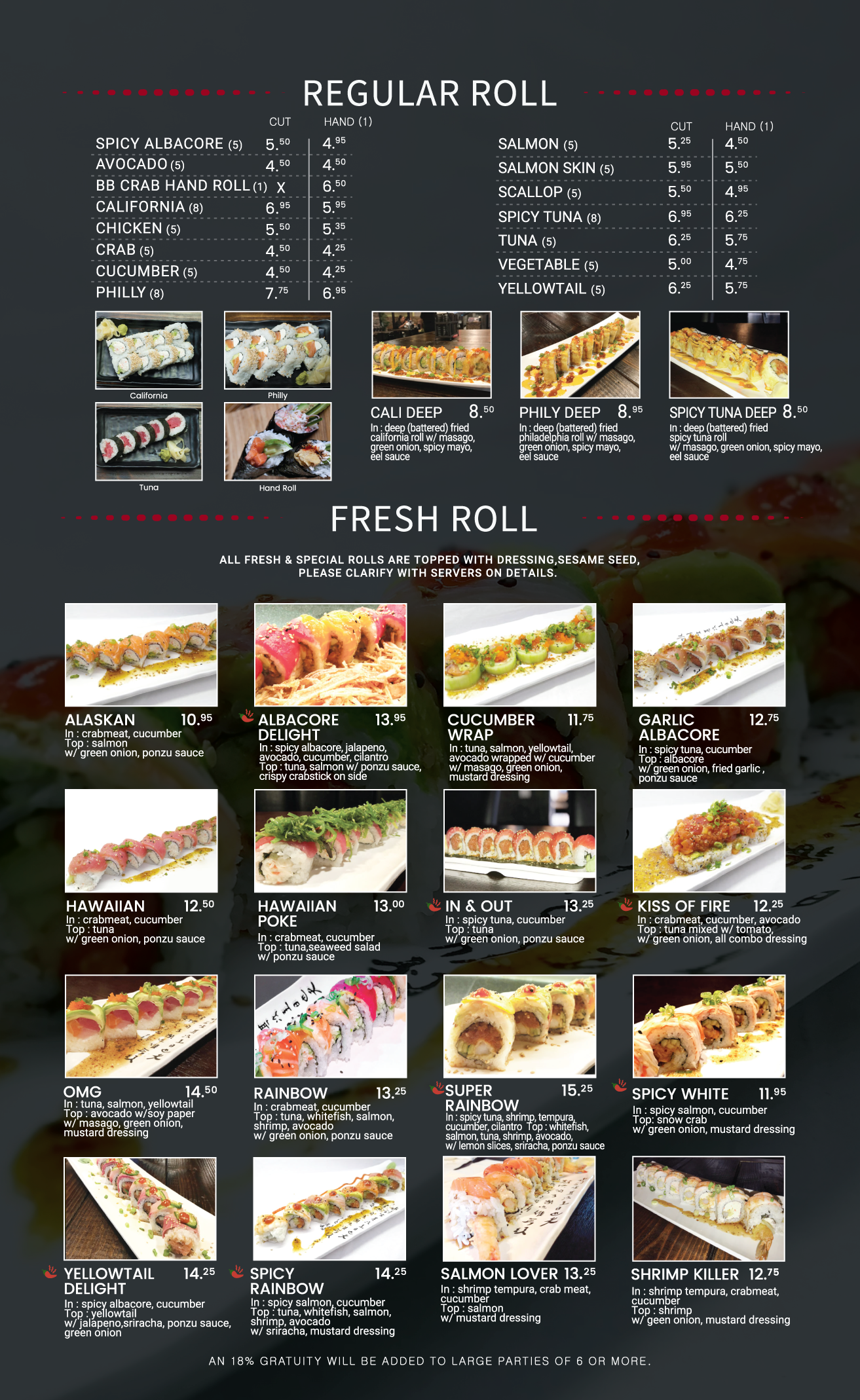 New menu – iSushi Restaurant