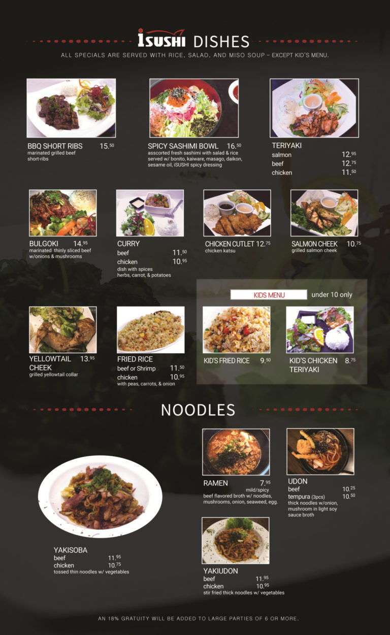 New menu – iSushi Restaurant