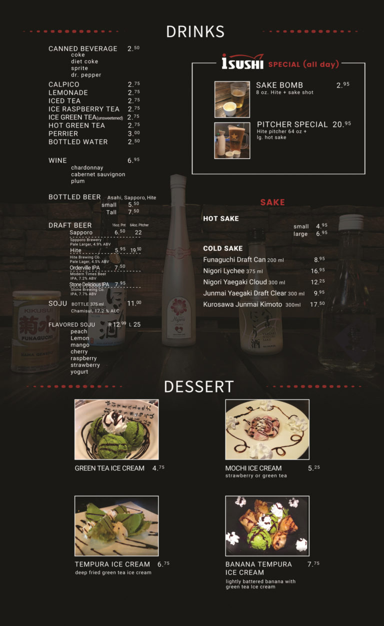 New menu – iSushi Restaurant
